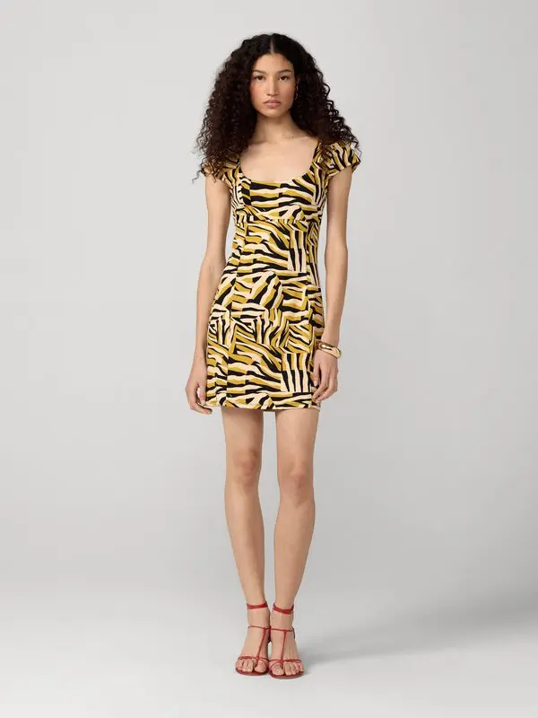 Diane Von Furstenberg Dani Mini Dress - Sun Tiger Lemon Curry
