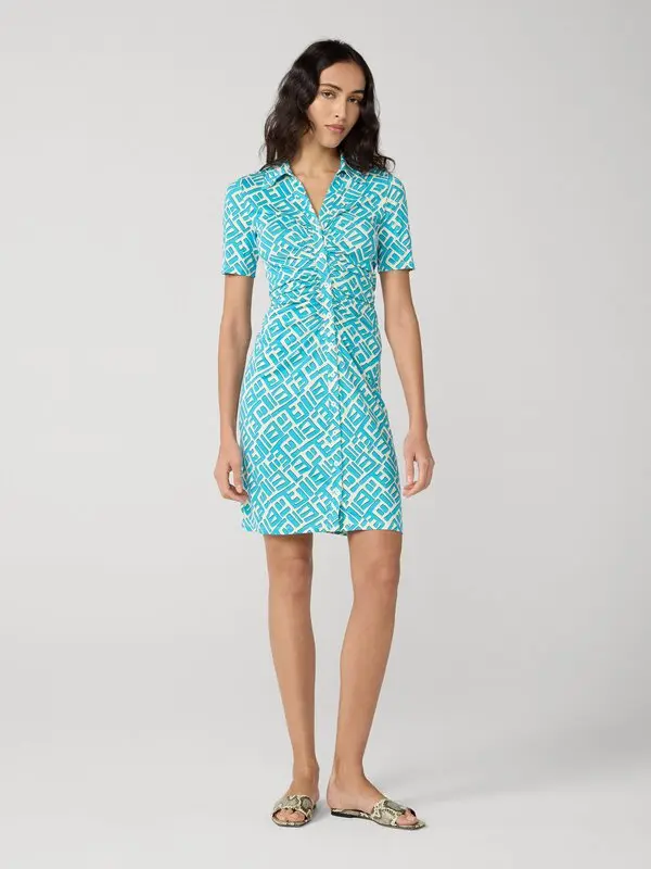 Diane Von Furstenberg Zoey Mini Dress - Accra Geo Mini Aquamarine