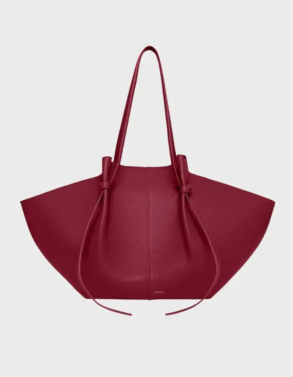 Yuzefi Large Mochi Smooth Leather Tote Bag - Bordeaux