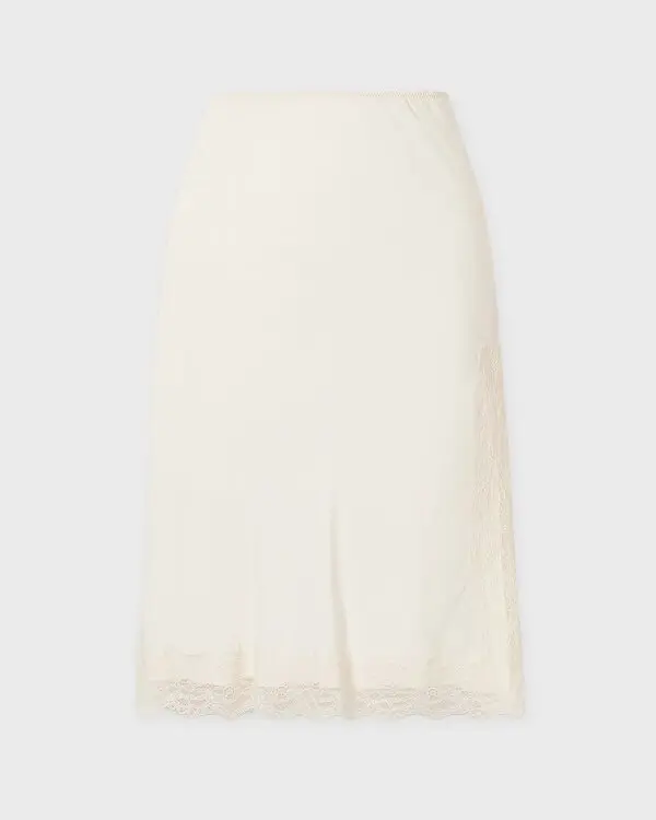 RÓHE Silk Skirt With Lace Detailing - Offwhite