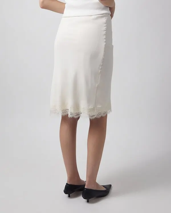 RÓHE Lace Trimmed Silk Skirt