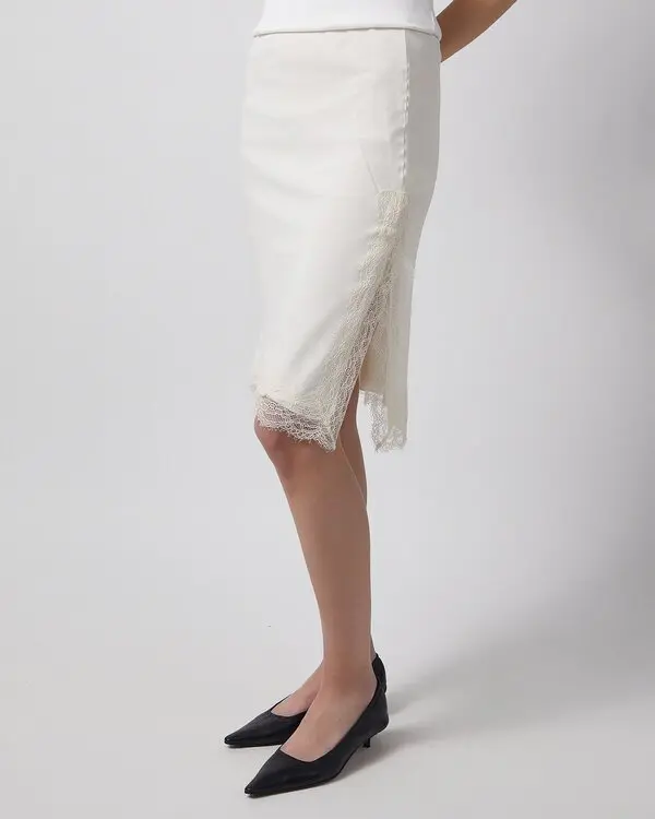 RÓHE Lace Trimmed Silk Skirt