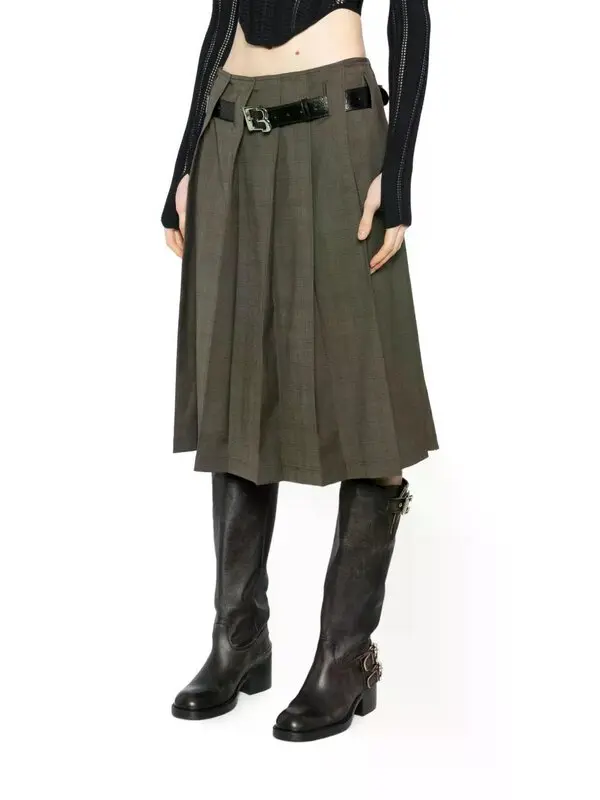 BONBOM Plaid Midi Skirt