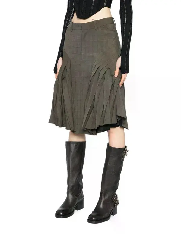 BONBOM Plaid Midi Skirt