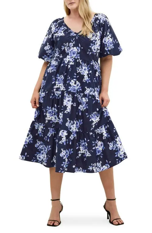 City Chic Printed Flared Midi Dress - Amalfi Floral