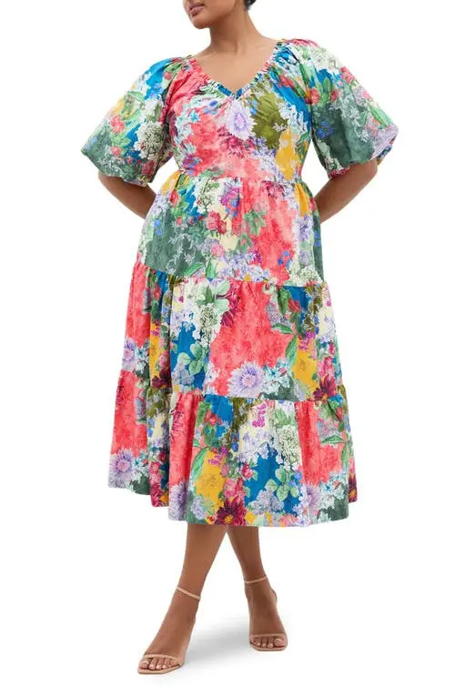 City Chic Printed Flared Midi Dress - Fools Floral