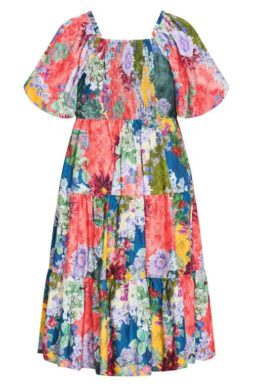 City Chic Printed Flared Midi Dress - Fools Floral