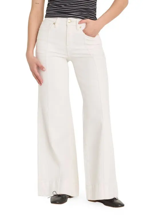 Good American Good Waist Patch Pocket High Waist Palazzo Jeans - Cotton White