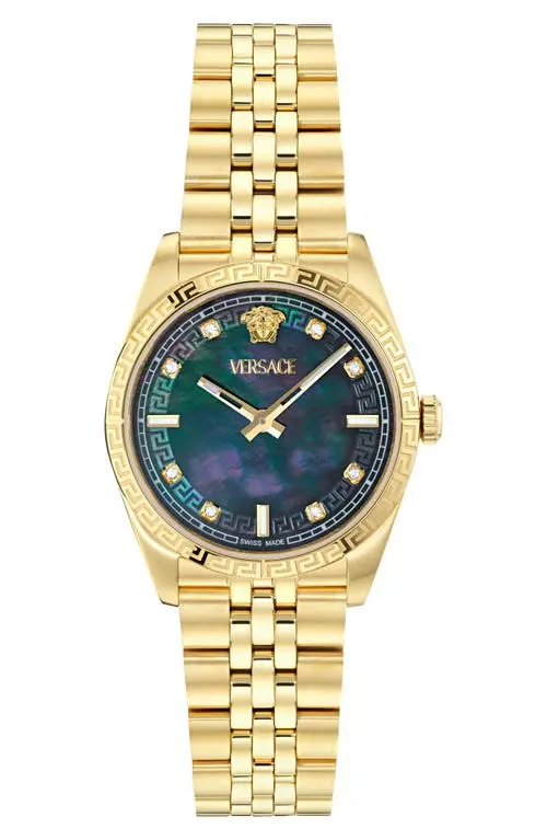 Versace Millenyium Mother-of-pearl Bracelet Watch - Ip Yellow Gold