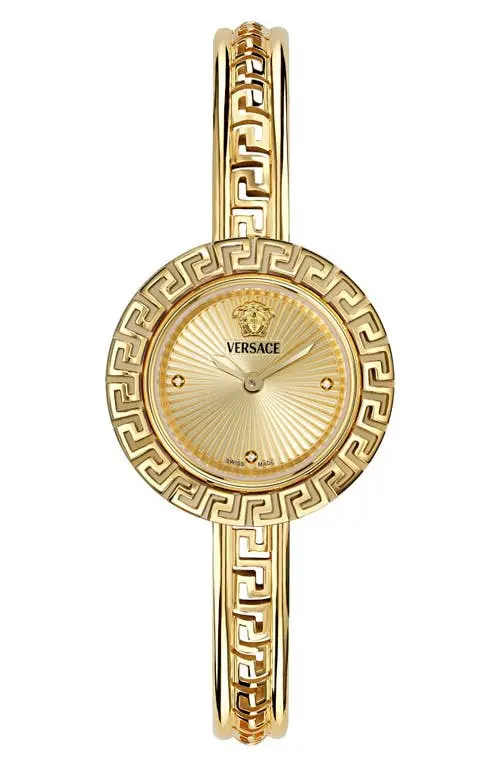 Versace Greca Pendant Bracelet Watch Set - Ip Yellow Gold