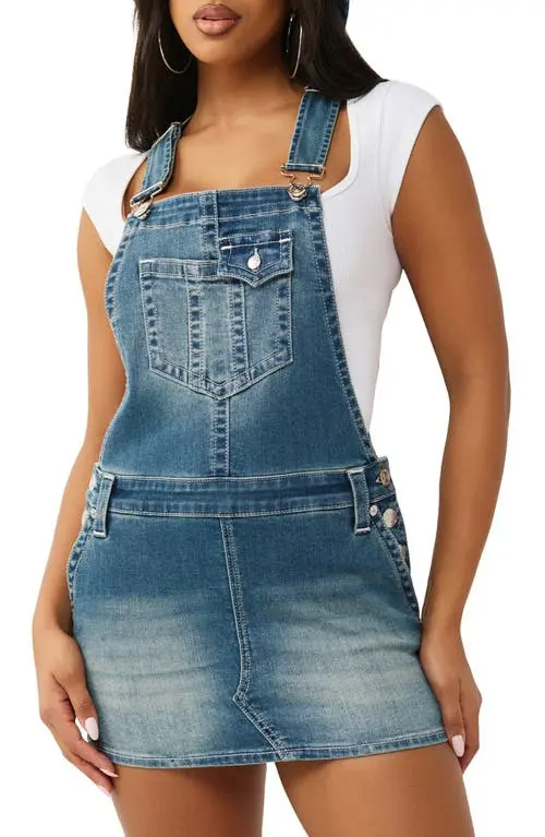True Religion Denim Overall Mini Dress - Floral Dream