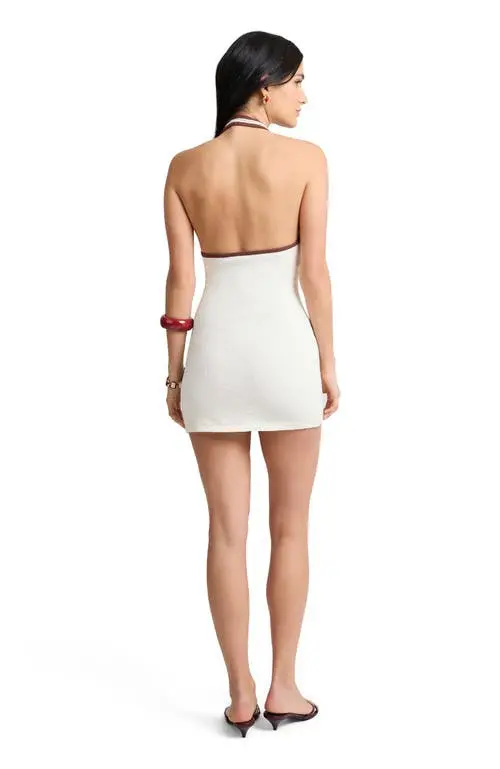 Onia Cotton Boucle Mini Halter Dress - Egret/brown