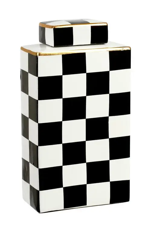 MARK ROBERTS Checkered Box Jar With Lid 11.5 - Black