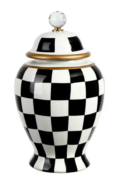 MARK ROBERTS Checkered Urn With Lid - Black