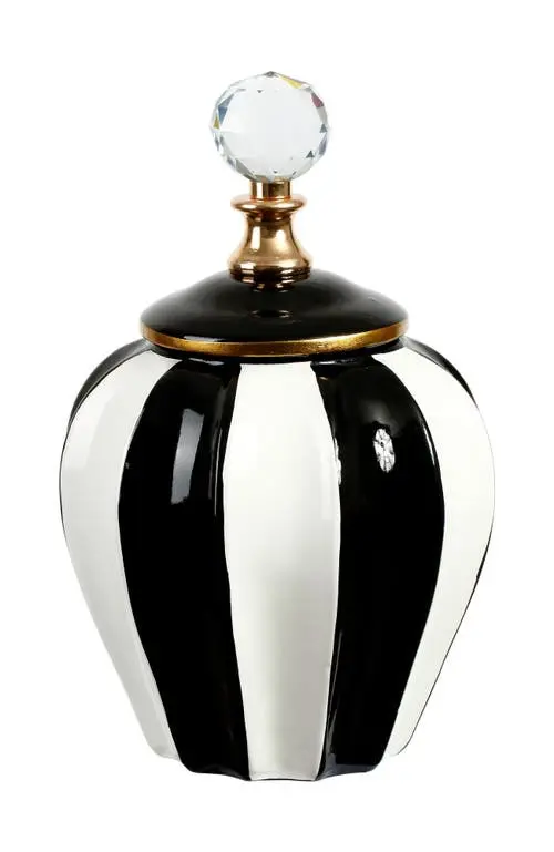 MARK ROBERTS Classic Stripe Vase With Lid - Black
