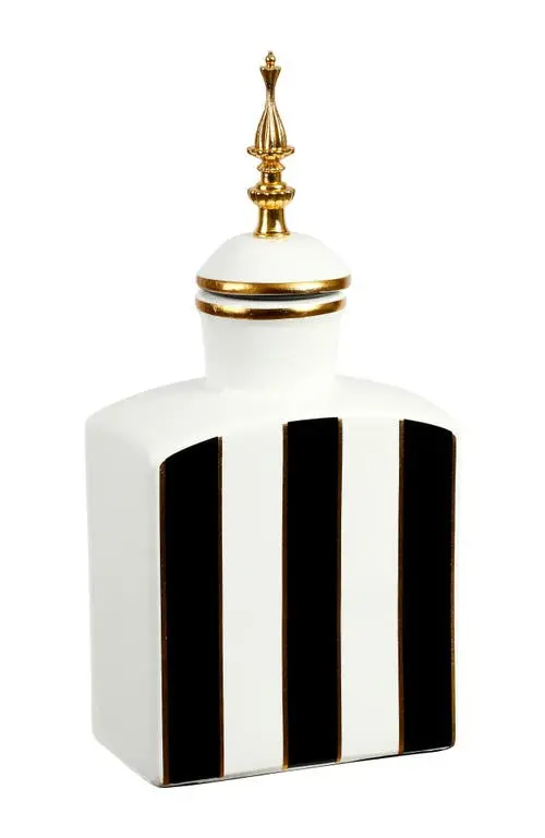 MARK ROBERTS 13" Classic Stripe Jar With Lid - Black
