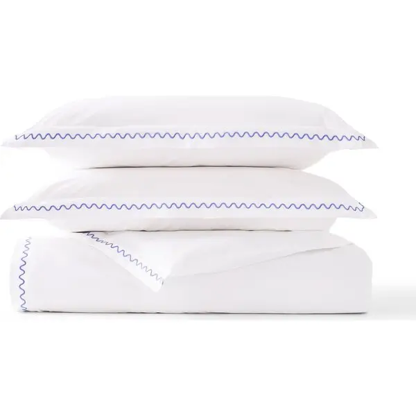 CHRISTY Wave Embroidered Edge Cotton Percale Duvet Cover Sets - China Blue