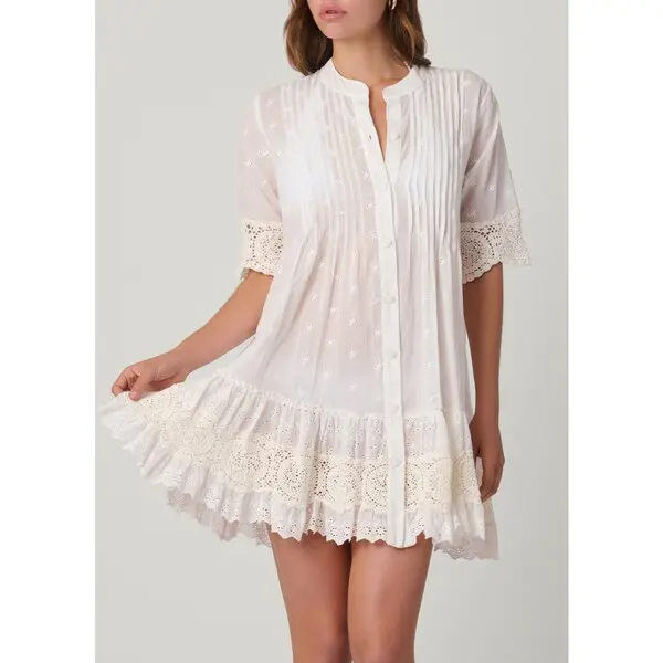 Shoshanna Milos Eyelet Mini Dress Cover Up - Optic
