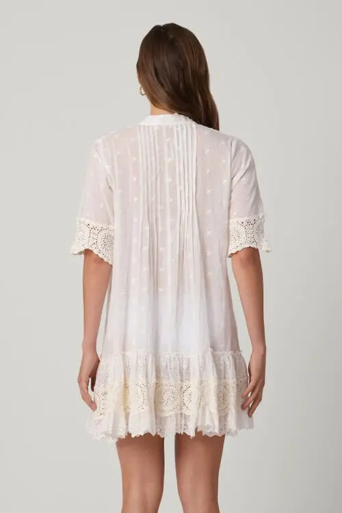 Shoshanna Milos Eyelet Mini Dress Cover Up - Optic