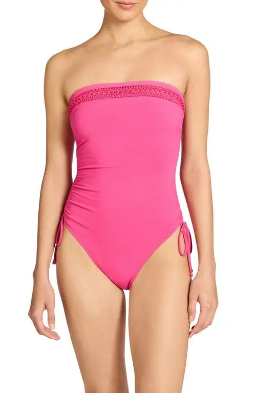 Robin Piccone Isabelle Ruched Strapless One-piece Swimsuit - Strawberry