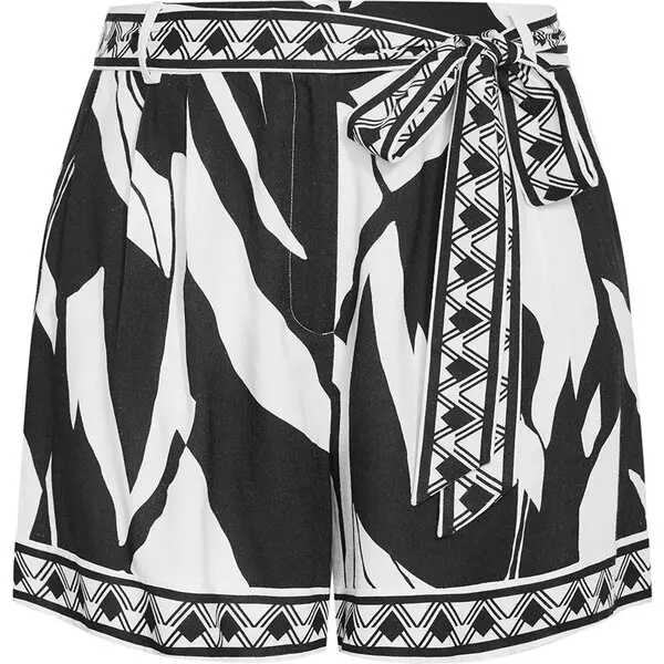 City Chic Belted High-waist Shorts - Mirage