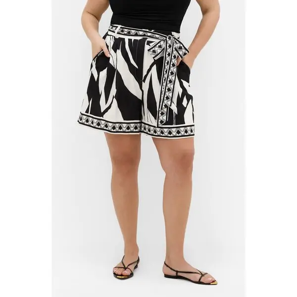 City Chic Belted High-waist Shorts - Mirage