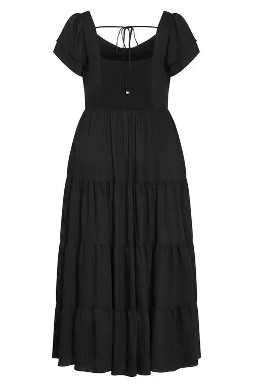 City Chic Crinkle Textured Midi Dress