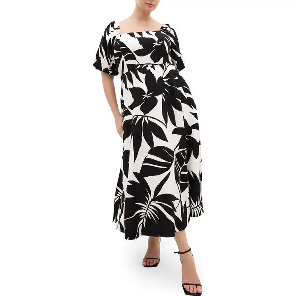 City Chic Collins Floral Print Maxi Dress - Island Oasis