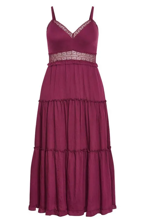 City Chic Ayla Crochet Trim Midi Dress