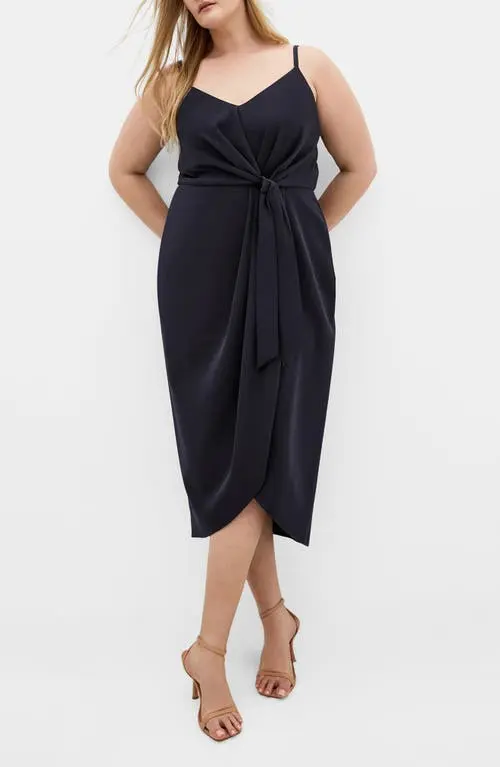 City Chic Faux-wrap Dress - Dark Navy