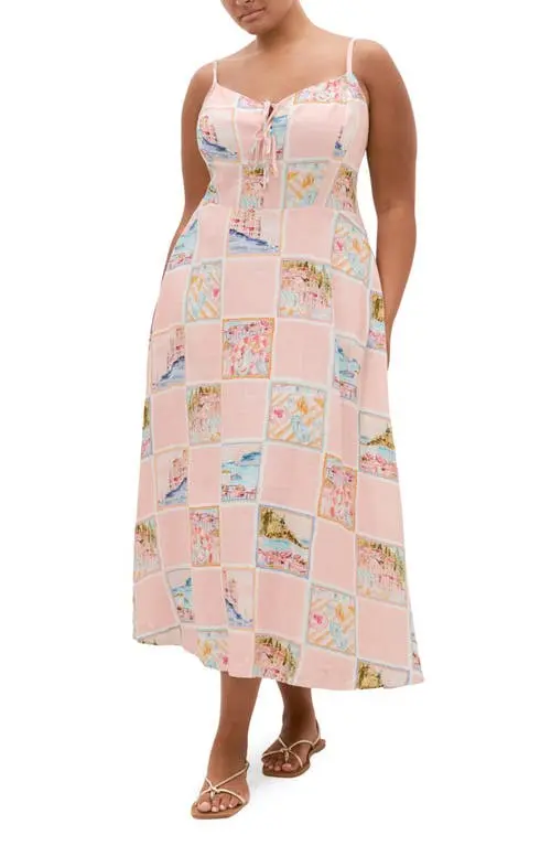 City Chic Billie Patchwork A-line Dress - Postcard