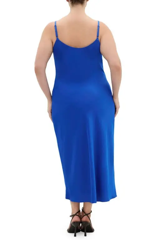 City Chic Sadie Satin Column Midi Dress - Cerulean