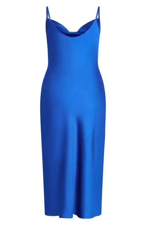 City Chic Sadie Satin Column Midi Dress - Cerulean