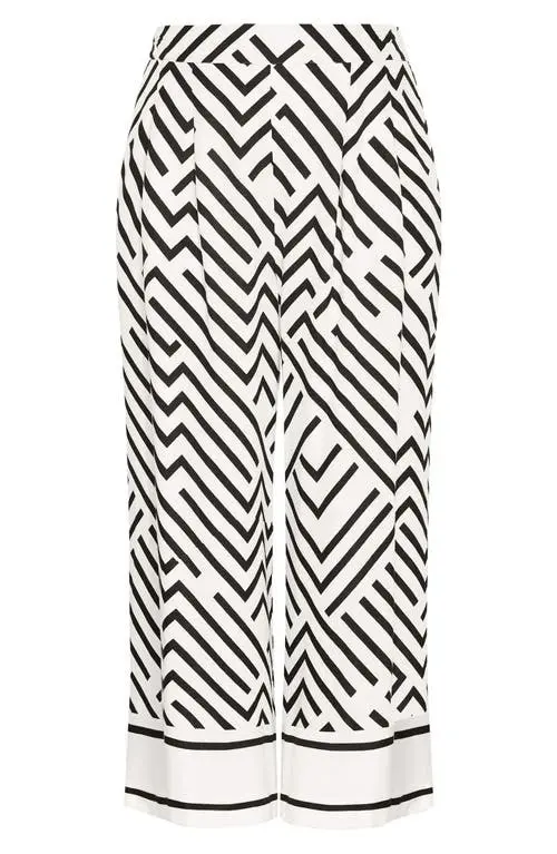 City Chic Printed Wide Leg Pants