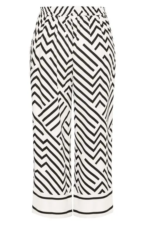 City Chic Printed Wide Leg Pants