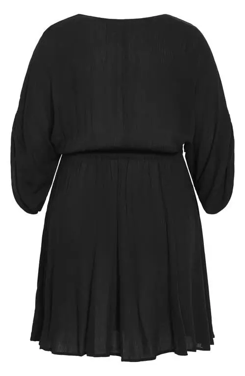 City Chic Floral Embroidered Mini Dress - Black