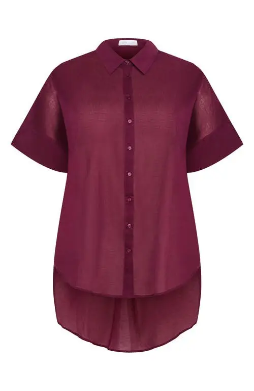 City Chic Oversized Cotton Button-up Shirt