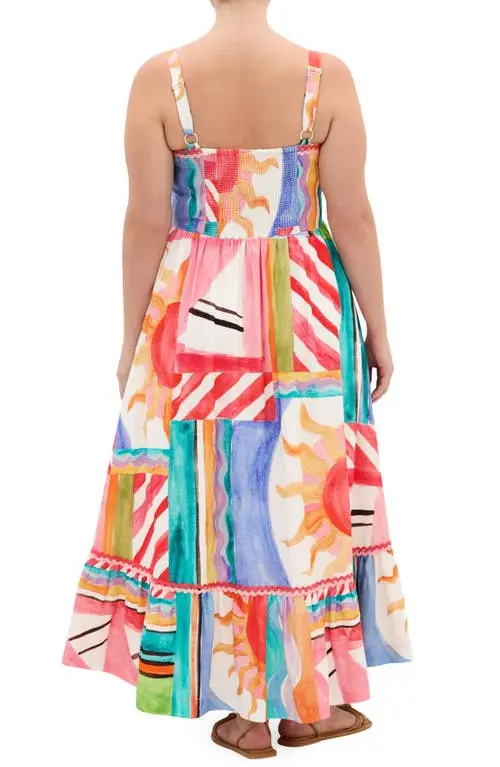 City Chic Sunlit Print Sleeveless Maxi Dress