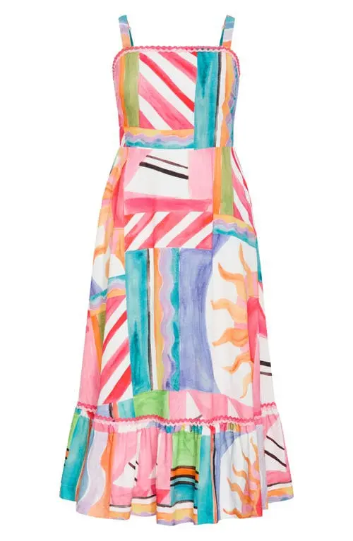 City Chic Sunlit Print Sleeveless Maxi Dress