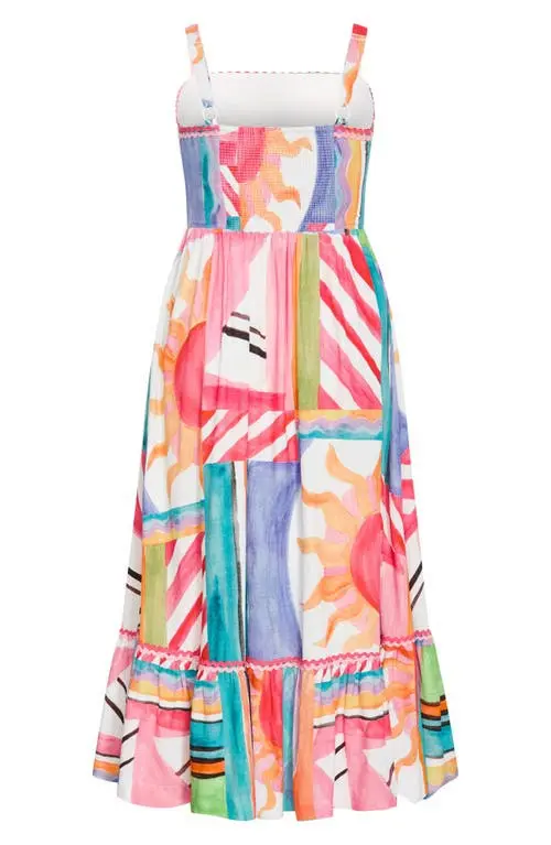 City Chic Sunlit Print Sleeveless Maxi Dress