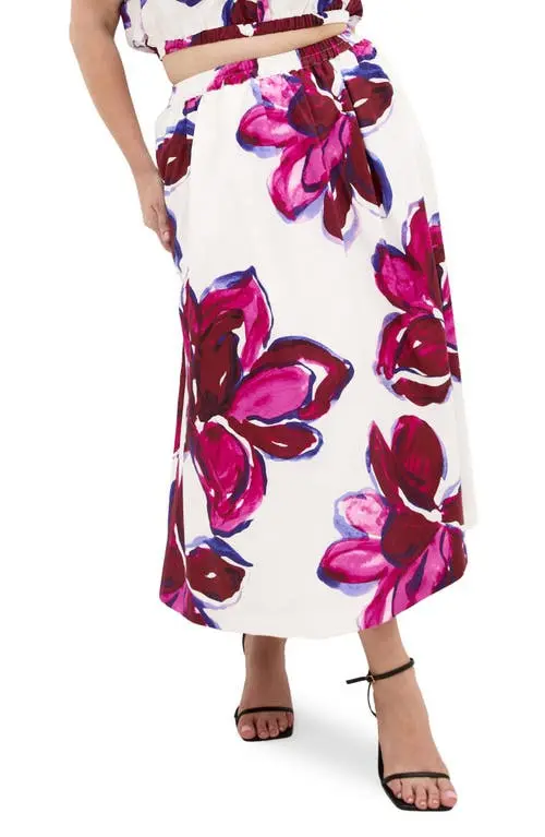 City Chic Floral Print Maxi Skirt - Violet Bloom