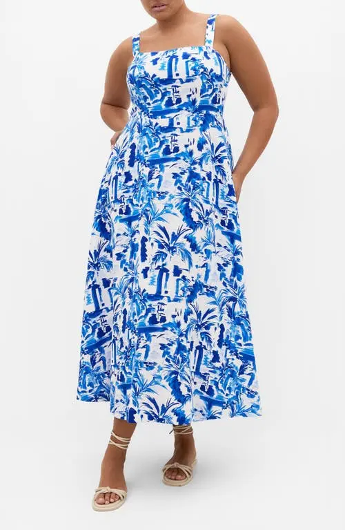 City Chic Collins Print Maxi Dress - Blue Palm