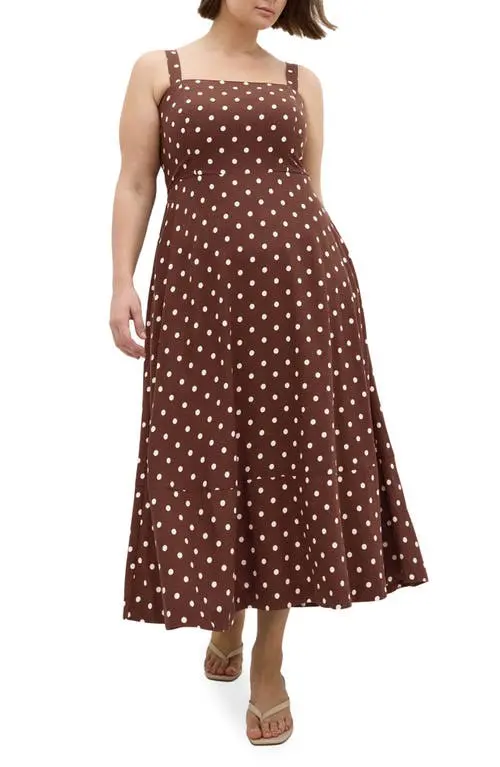 City Chic Collins Print Maxi Dress - Chocolate Spot