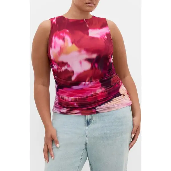 City Chic Livia Print Sleeveless Top - Colour Burst