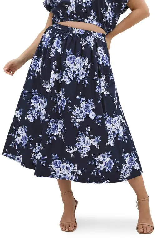City Chic Floral Print A-line Skirt - Amalfi Floral