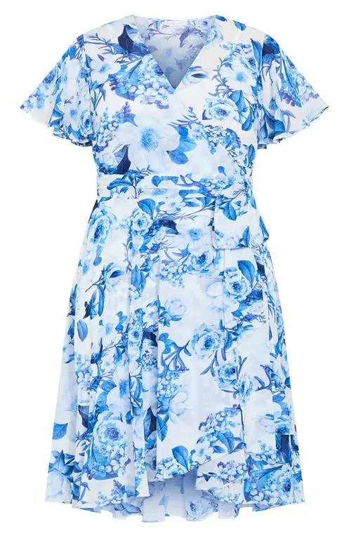 City Chic Floral Print Wrap Dress