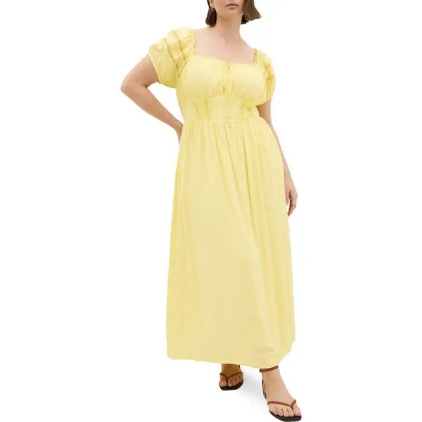City Chic Arielle Maxi Dress - Lemon Zest