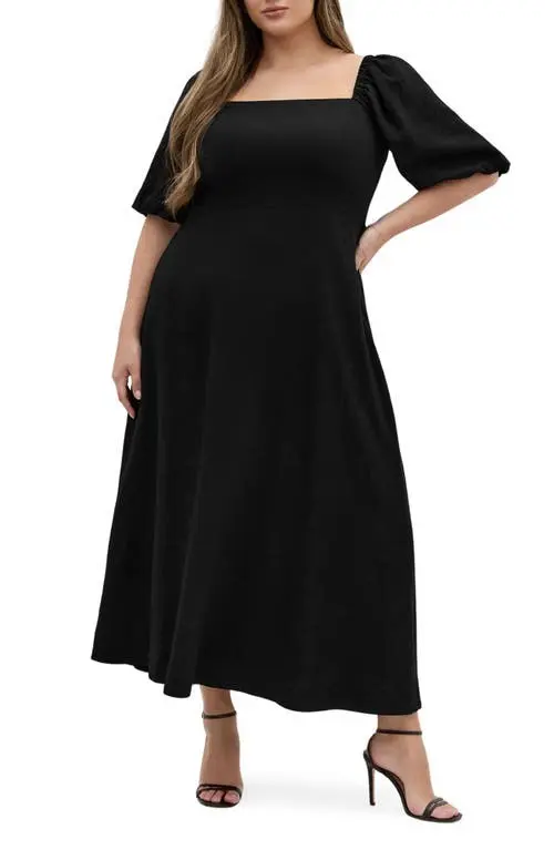 City Chic Collins Belted Maxi Dress - Black