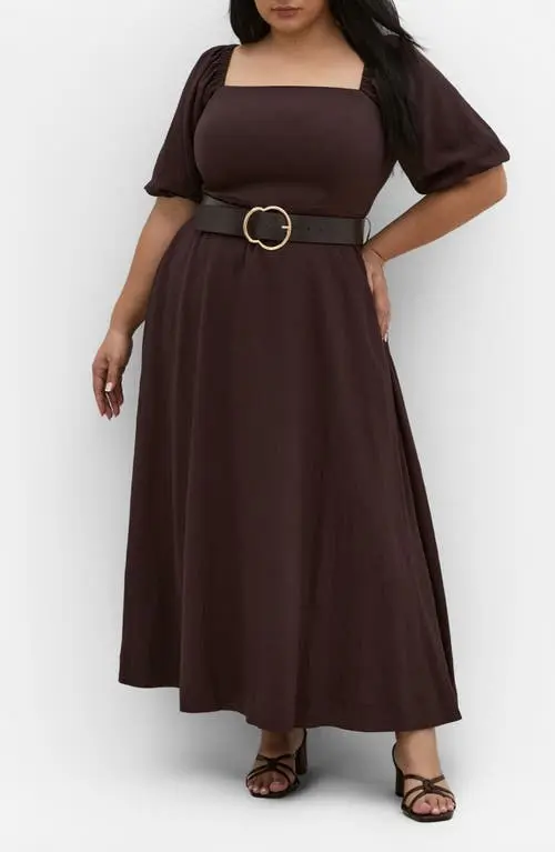 City Chic Collins Belted Maxi Dress - Chocolate