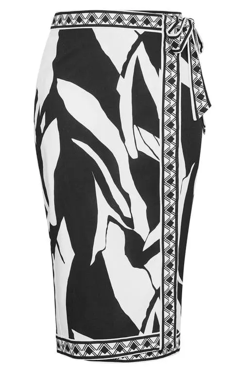 City Chic Printed Wrap Maxi Skirt - Mirage